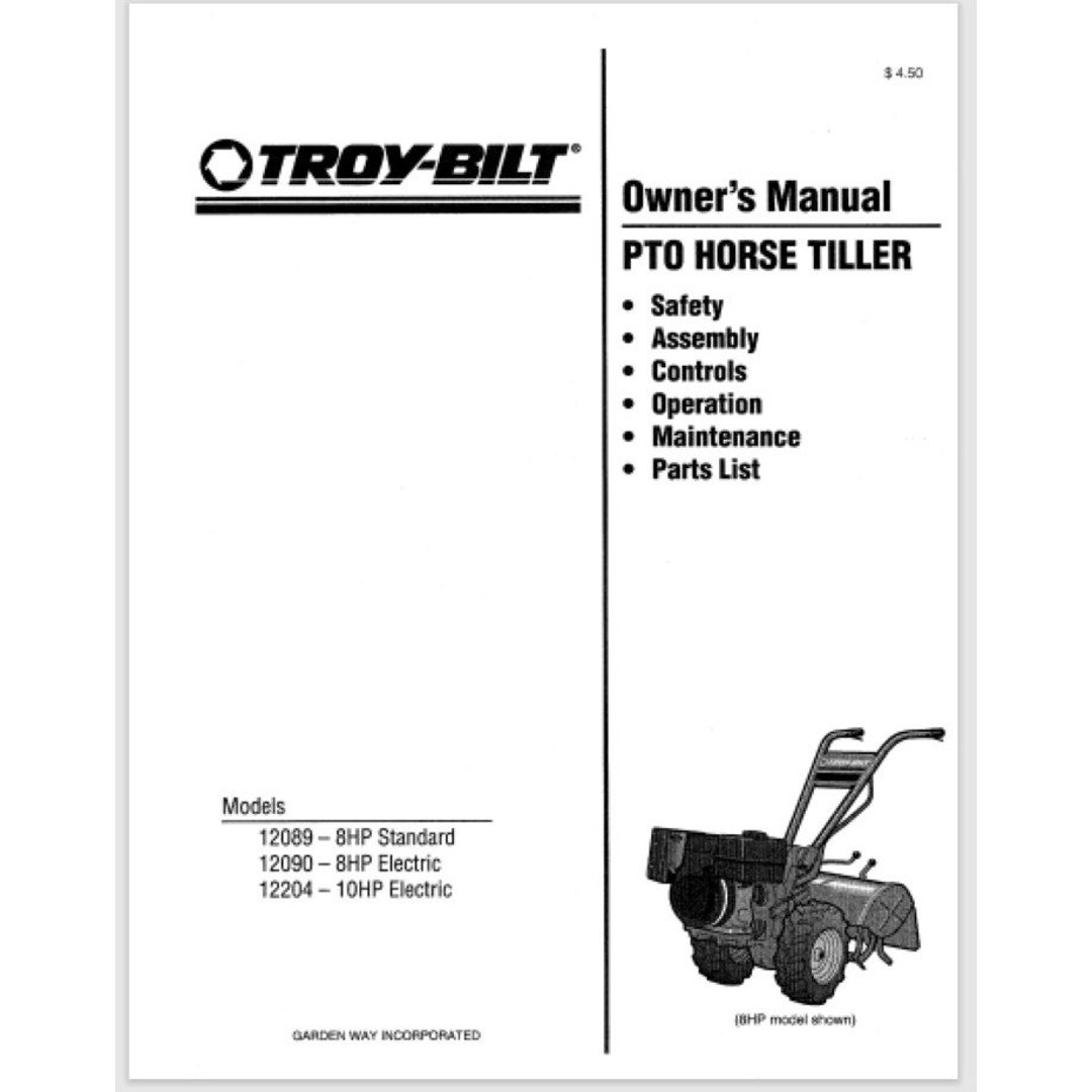 Troy-bilt PTO Horse 2000 Owner Manual 8-10 Horse Power Models Comb ...