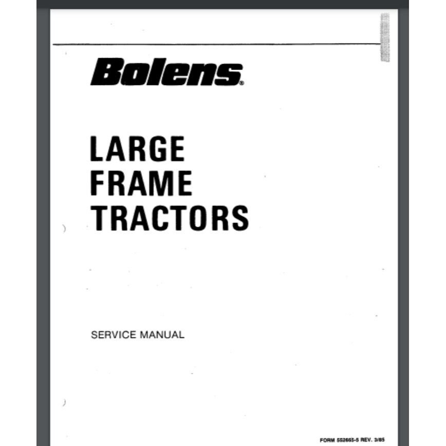 Bolens HT23 23 H.P. Garden Tractor Service Manual 2389 Large Frame 108 ...