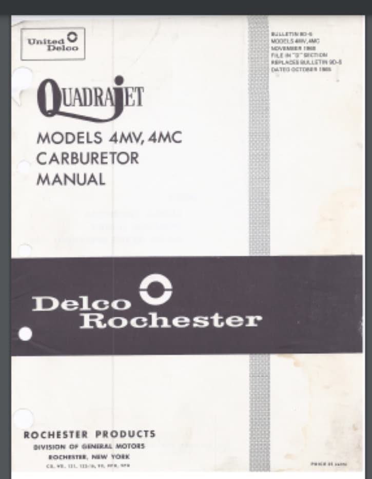 1968 Rochester Quadrajet Carburetor Troubleshooting Guide 4MV 4MC Shop Manual - Etsy