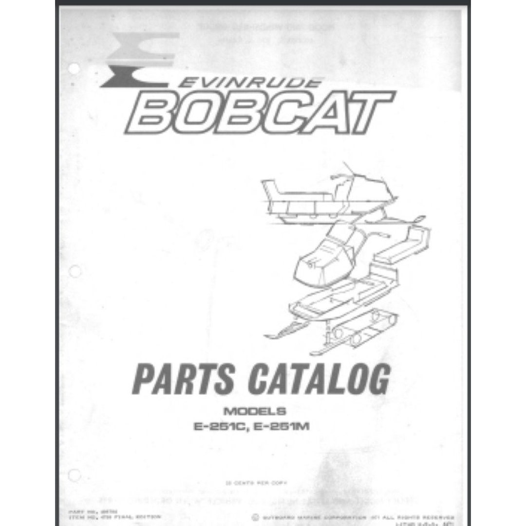 1971 Evinrude Bobcat E-251C, E-251M Snowmobile Parts Manual 23 Pages - Etsy