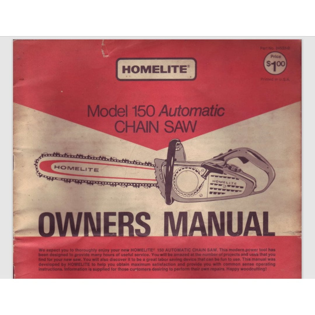 Vtg Homelite Model 150 Automatic Chain Saw Owners Operators Manual Comb ...