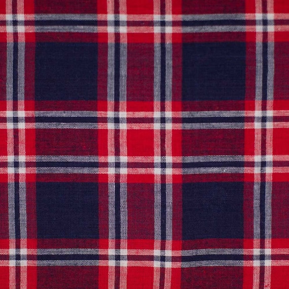 Navy Red White Hudson Bay Plaid Madras Shirting Fabric - Etsy