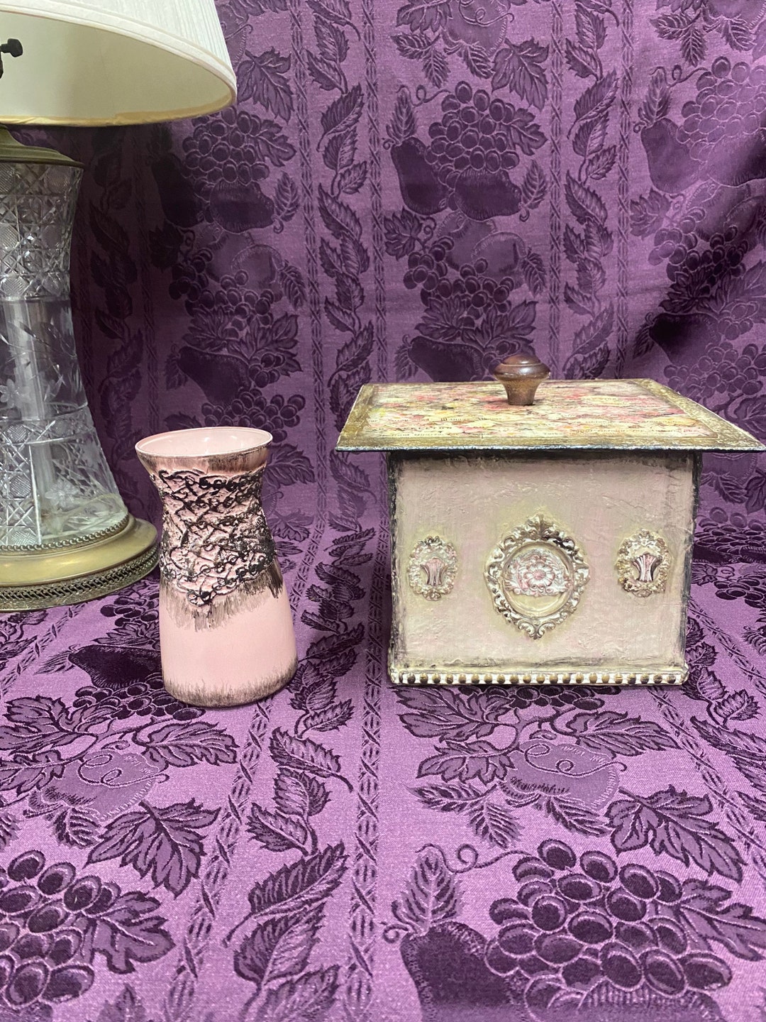 Shabby Chic Handmade Treasure Box With a Matching Vase, Custom Designed ...