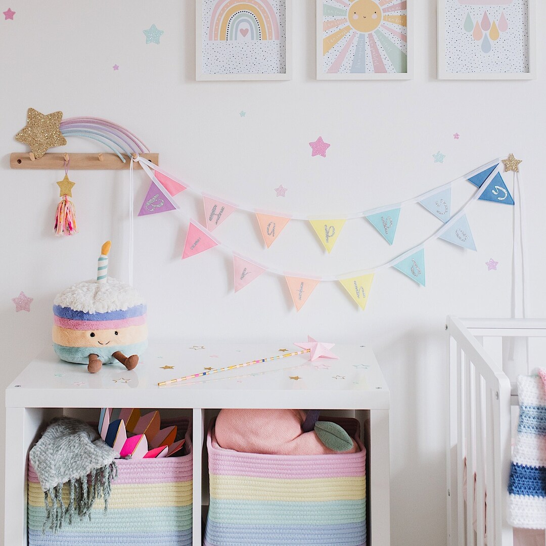 Happy Birthday Bunting Personalised | Pastel Birthday Decorations ...