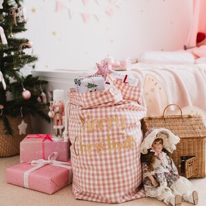 Personalised Christmas Sack Pink Christmas Personalised Santa Sack Pink ...