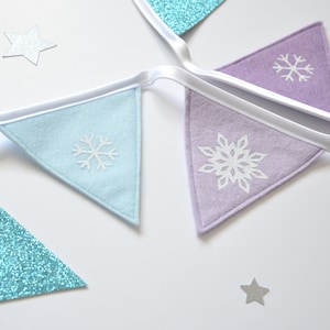 Frozen Bedroom | Lilac Snowflake Bunting | Girls Princess Bedroom ...