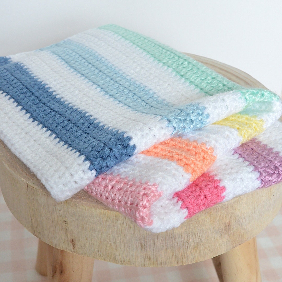 Pastel Rainbow Pram Blanket | Crochet Baby Blanket | Handmade Blanket ...