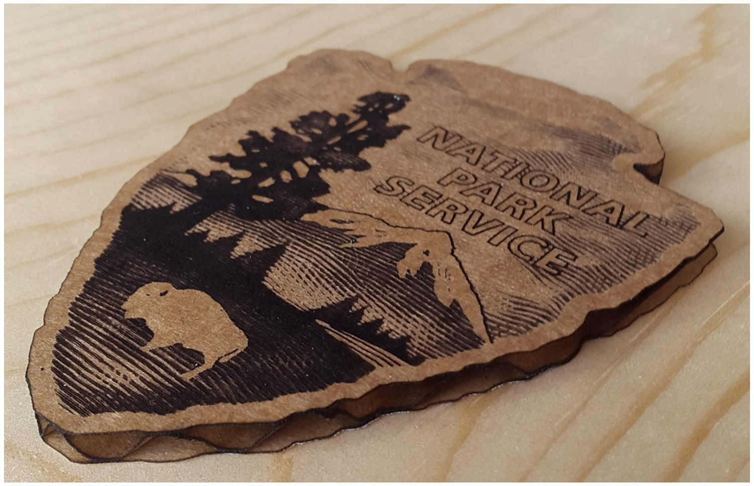 national-park-service-arrowhead-on-cardboard-laser-engrave-etsy