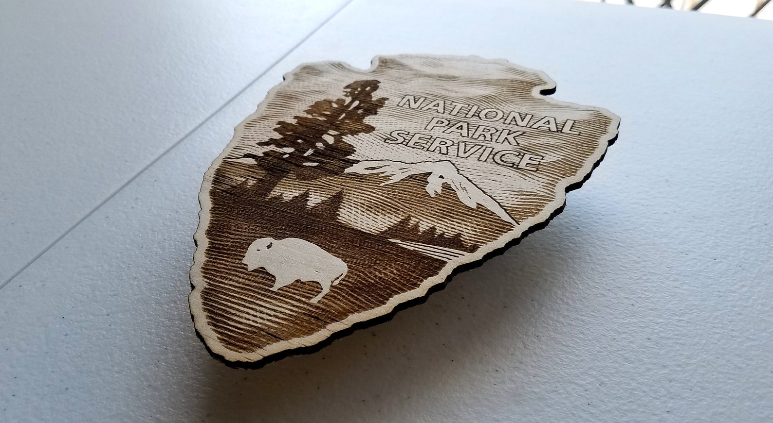 National Park Service Arrowhead on Wood Laser Engrave 5x7 - Etsy