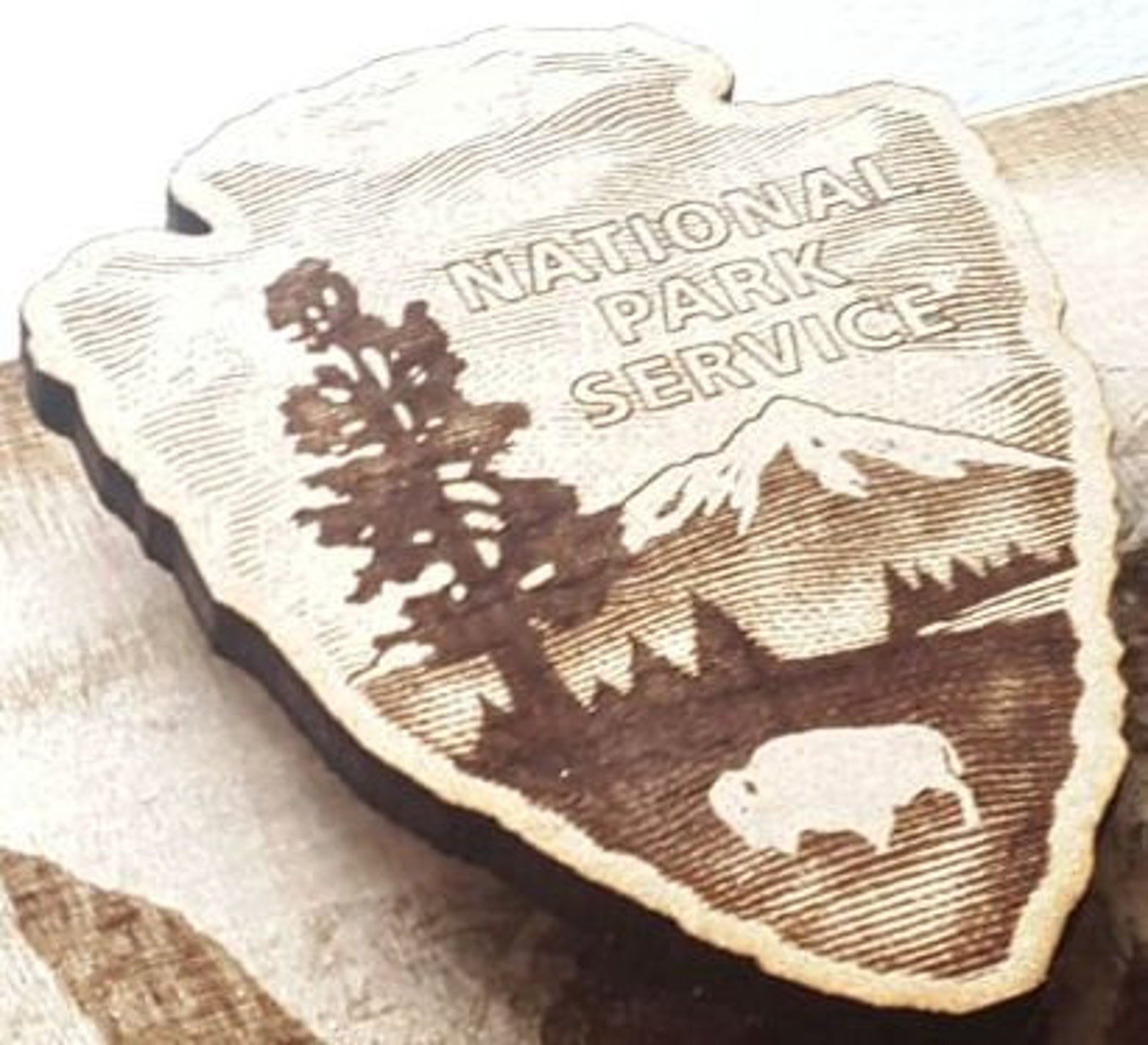 National Park Service Arrowhead on Wood Laser Engrave | Etsy