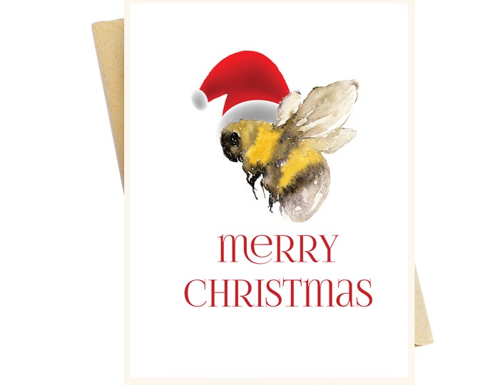 SHIPS Now From USA Handmade Santa Bee Christmas Card Bee Lover Bee ...