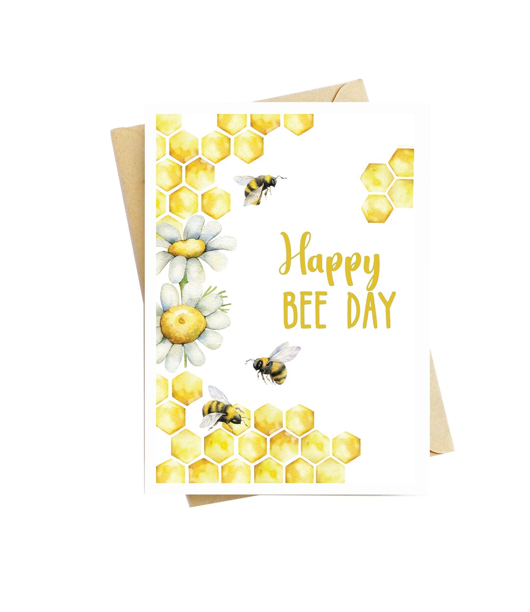 Handmade Happy Bee Day Card, Bee Greeting Card, Bee, Beehive, Note ...