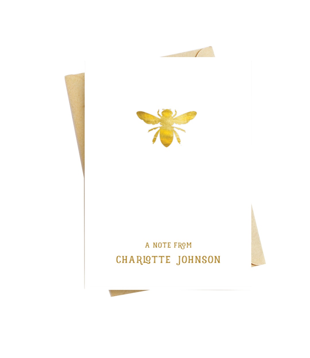 PERSONALIZED Handmade Greeting Card, Vintage Gold Bee Note Cards ...
