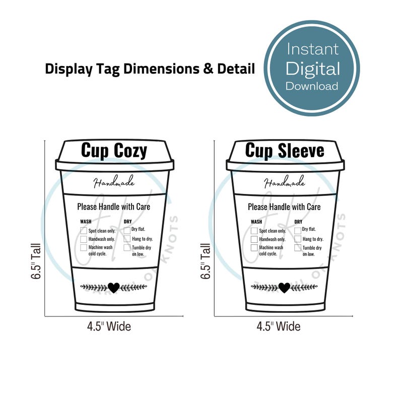 Printable Coffee Cup Cozy Display Tags: Crochet Market Supplies ...