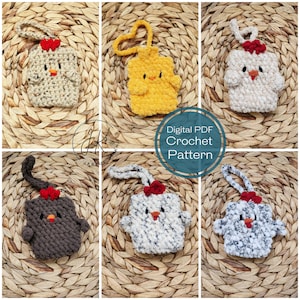 Crochet Pattern, Chicken Bag Charm Pouch, Cute Pouches, Chicken Bag ...