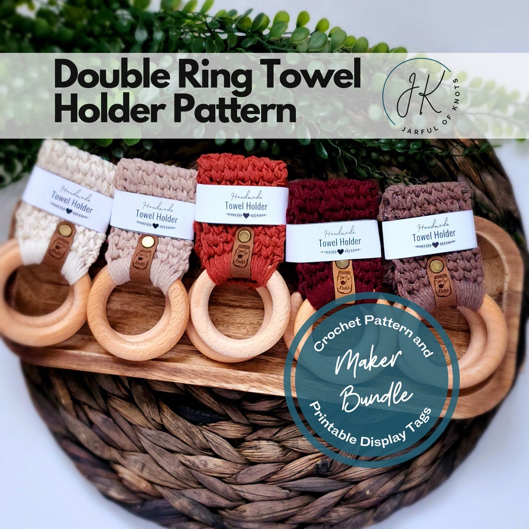 Crochet Pattern and Display Tags Bundle, Double Ring Towel Holder ...