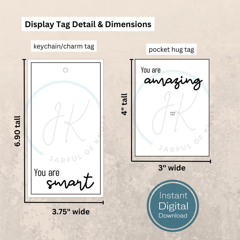 Positive Affirmation Tags: Keychain, Charm, Pocket Hug (printable PDF ...