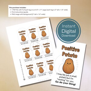 Digital Download, Positive Potato, Ready to Print PDF, Potato Puns ...