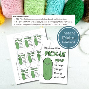 Digital Download, Here's a Little Pickle-me up Printable Tag, PNG, PDF ...