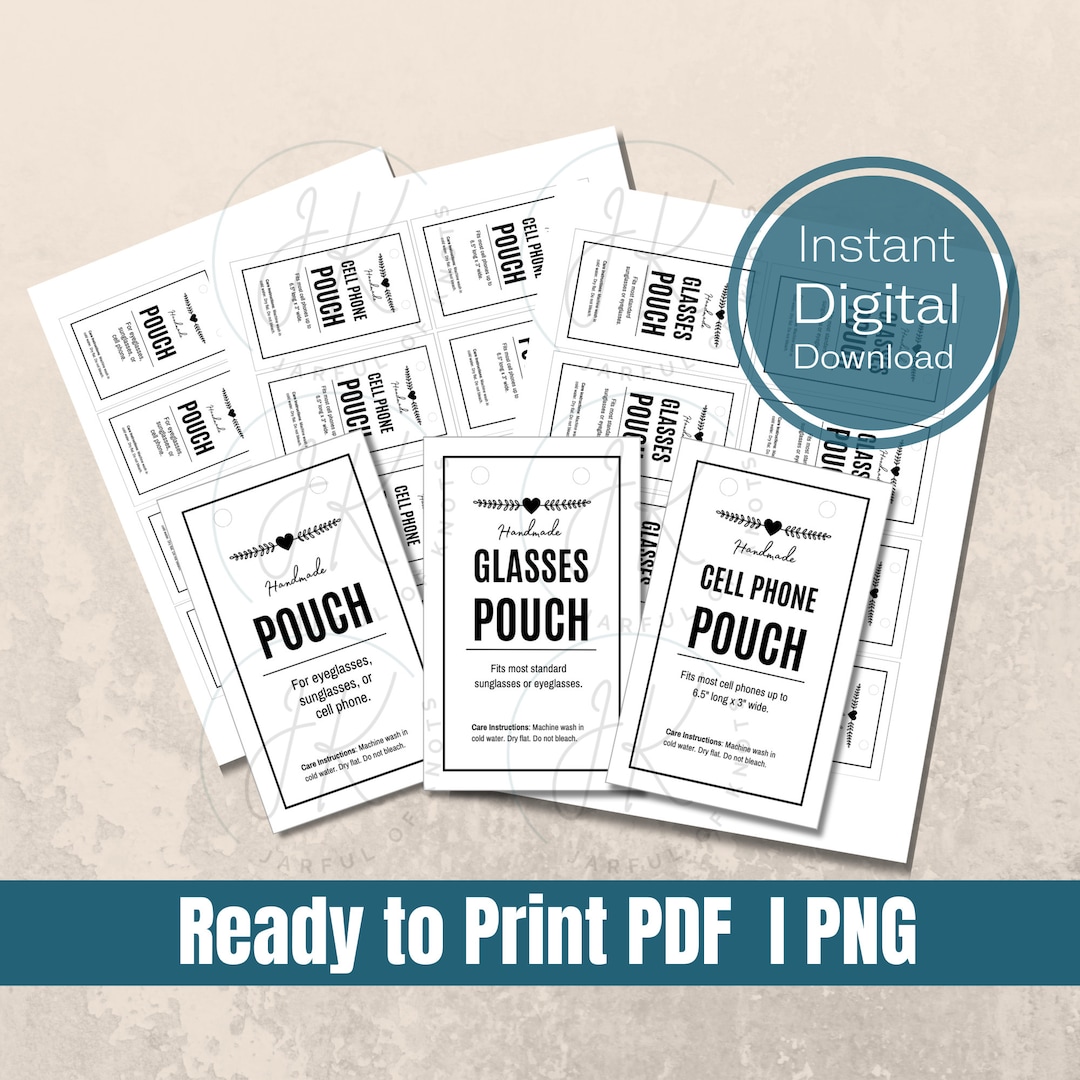 Glasses/cell Phone Pouch Display Tags, Printable PDF PNG (digital ...