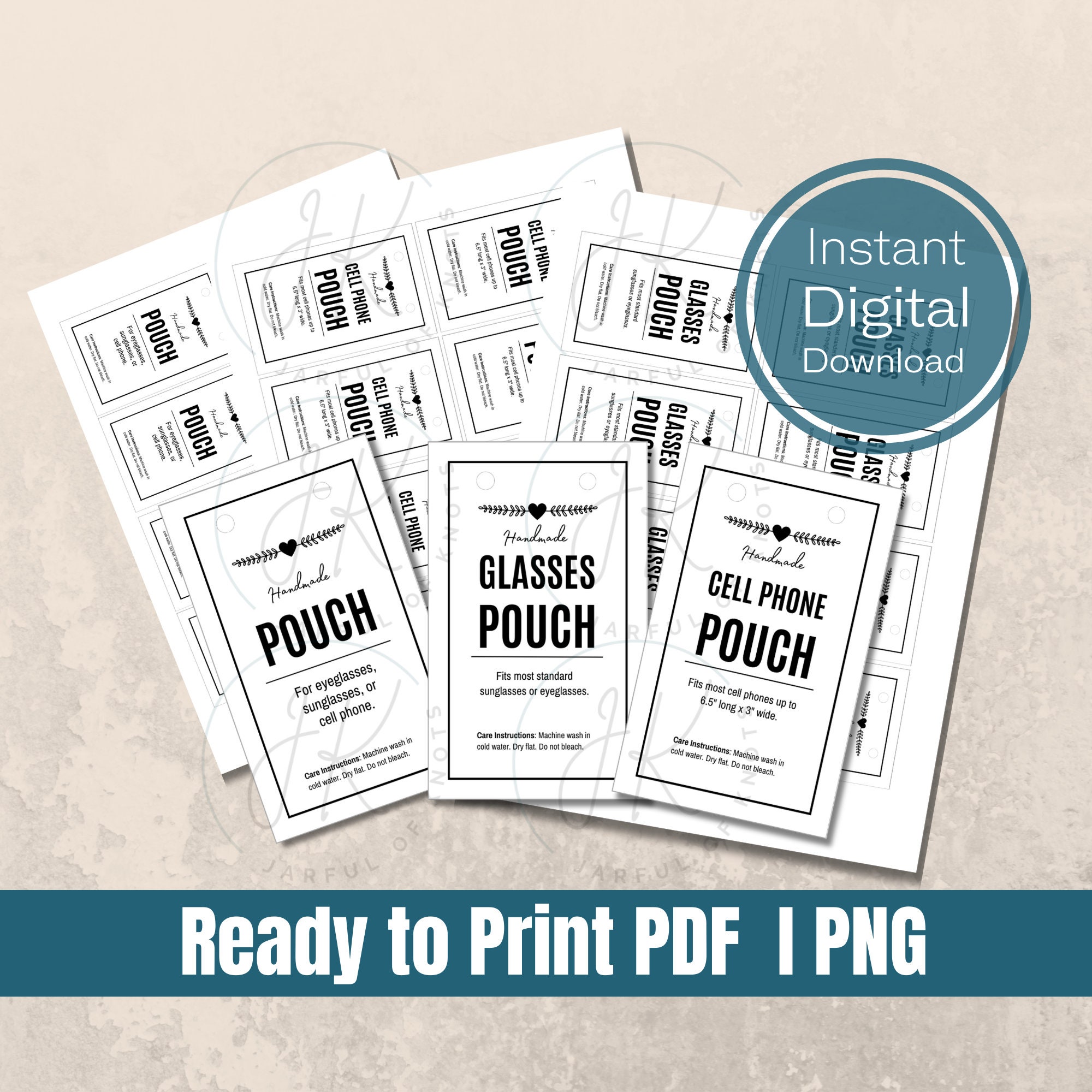 Digital Download, Glasses or Cell Phone Pouch Display Tags, Ready to ...