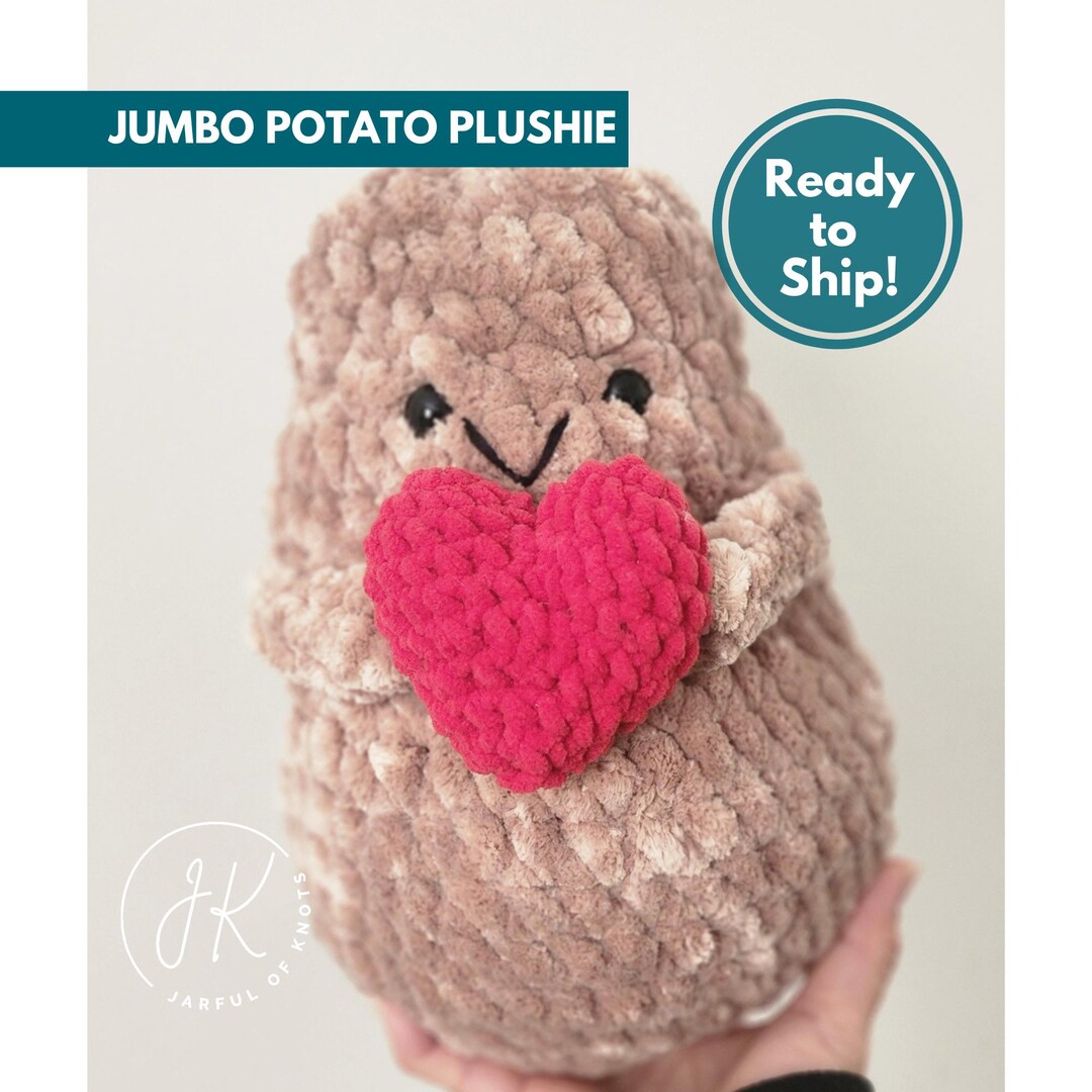 Jumbo Velvet Potato Plushie With Heart, READY TO SHIP, Valentine Potato ...
