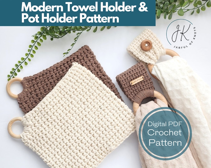 Crochet Pattern, Kitchen Towel Holder, Crochet Tutorial, DIY Crochet ...