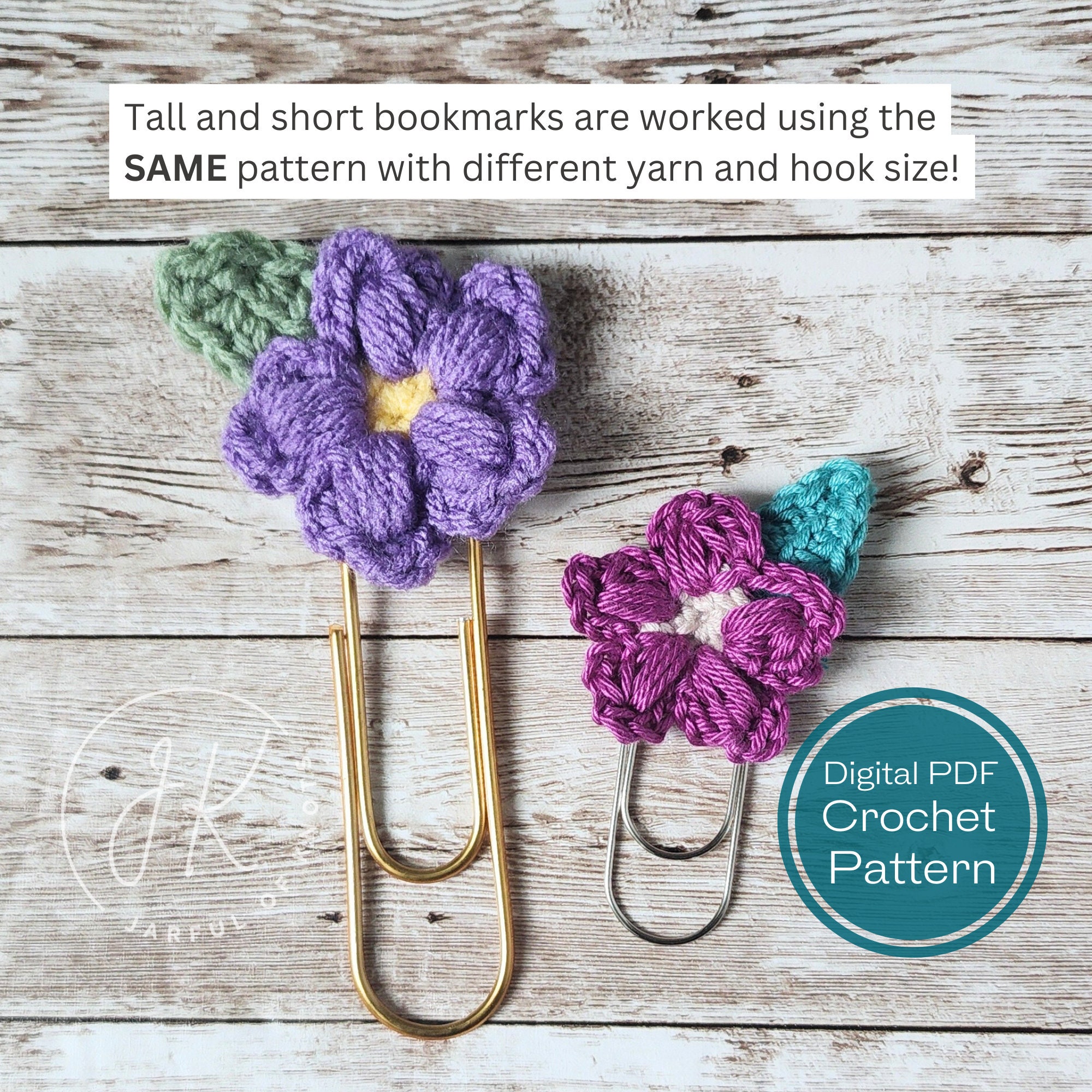 Crochet Pattern and Display Tag Bundle, Paperclip Bookmark Pattern, 4 ...