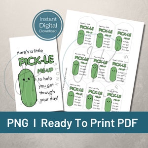 Digital Download, Here's a Little Pickle-me up Printable Tag, PNG, PDF ...