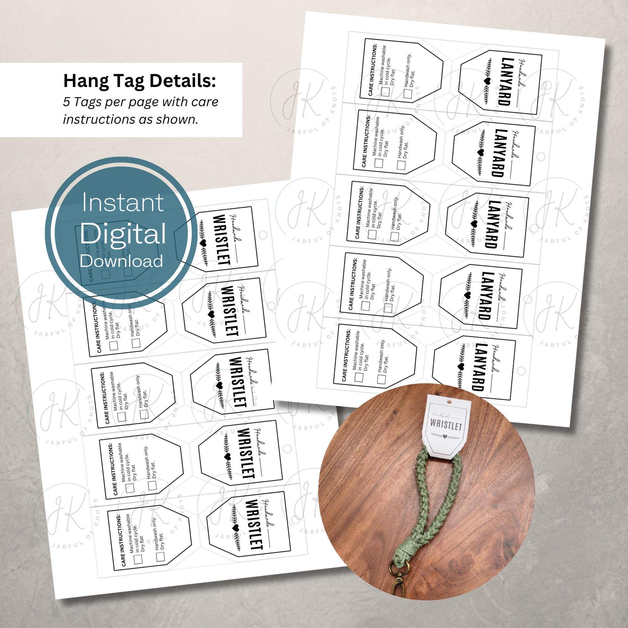 Printable Wristlet and Lanyard Display Tags, 6 Styles (digital PDF) - Etsy