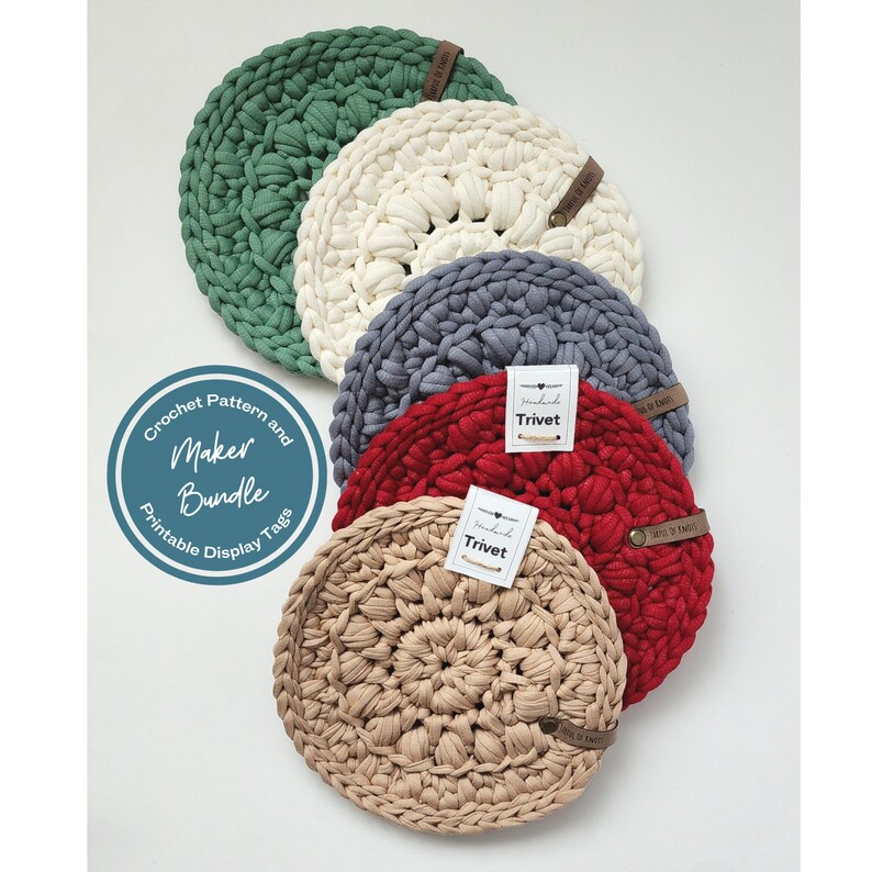 Crochet Pattern and Display Tag Bundle, Delilah Trivet Pattern Maker ...