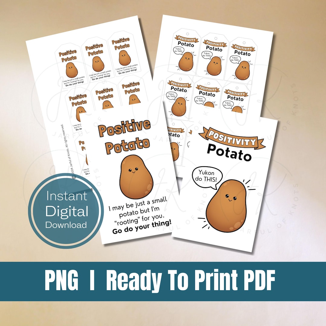 Digital Download, Positive Potato, Positivity Potato, 2 Styles, Ready ...