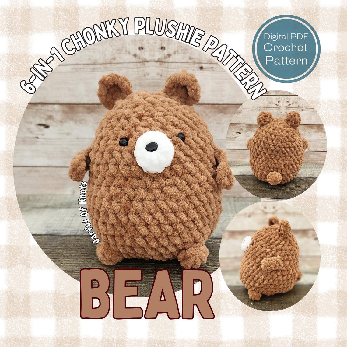 6-in-1 Chonky Plushie Crochet Pattern: Bunny, Bear, Kitty, Chicken ...