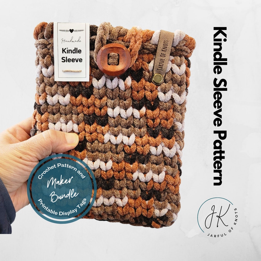 Crochet Pattern and Display Tag Bundle, Kindle Sleeve, Customizable ...
