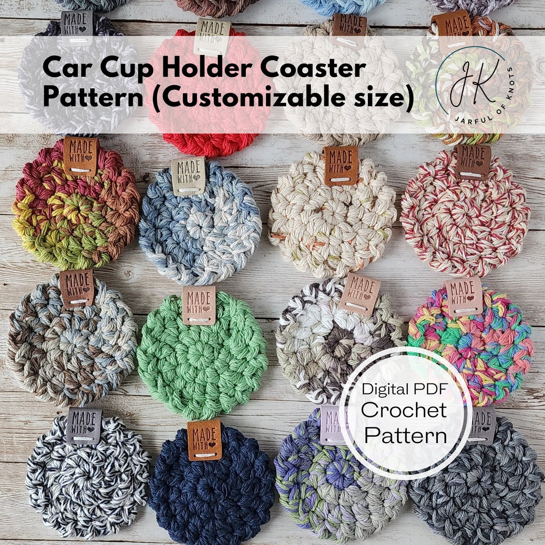 Car Cup Holder Coaster Crochet Pattern, Customizable Size, (PDF Pattern ...