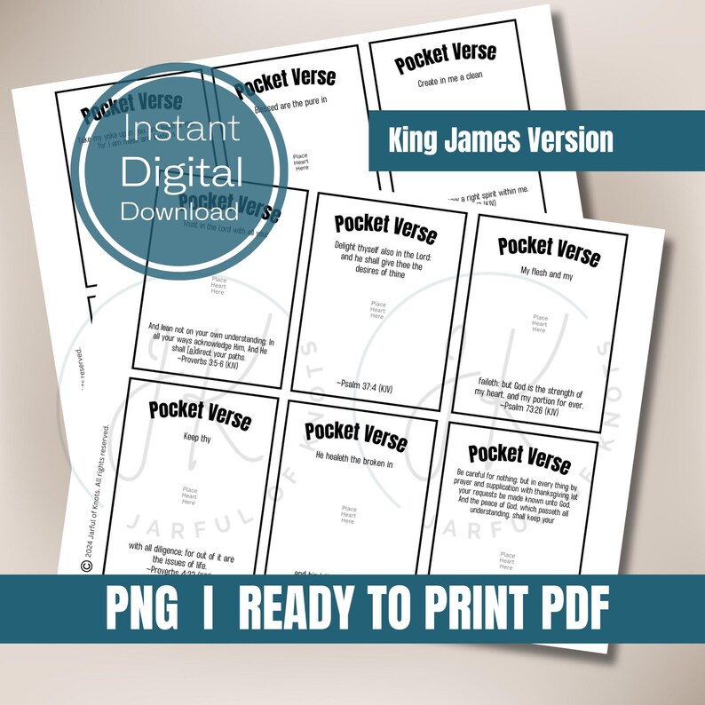 King James Bible Verse Tags: Pocket Scripture Cards (digital Download ...