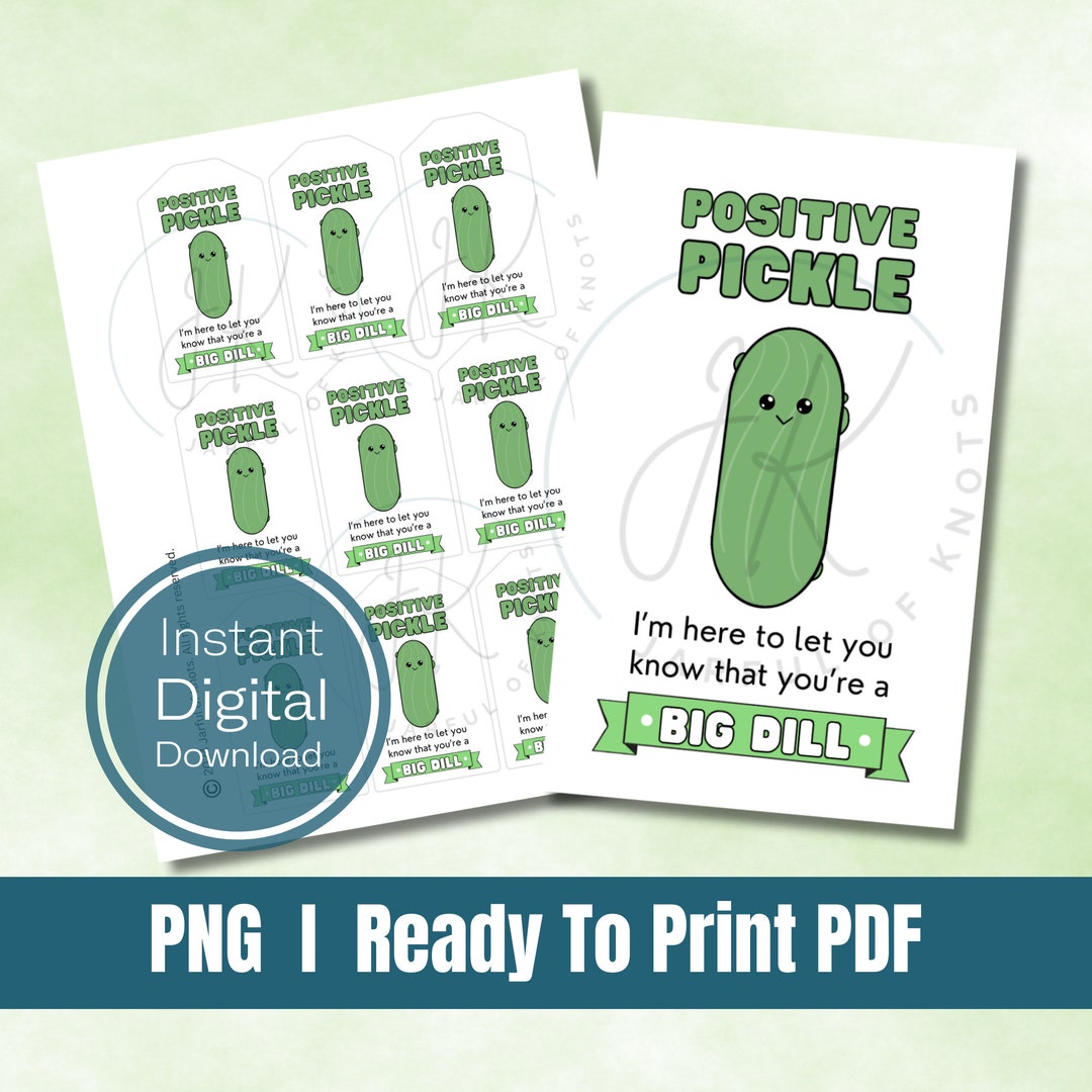 Digital Download, Positive Pickle Printable Gift/display Tag, Ready to ...