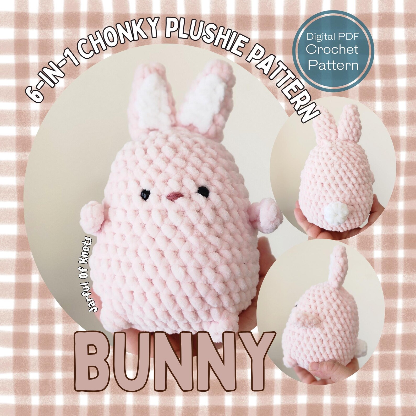 Chonky Plushie Crochet Pattern Bundle: Bunny, Bear, Kitty, Chicken ...