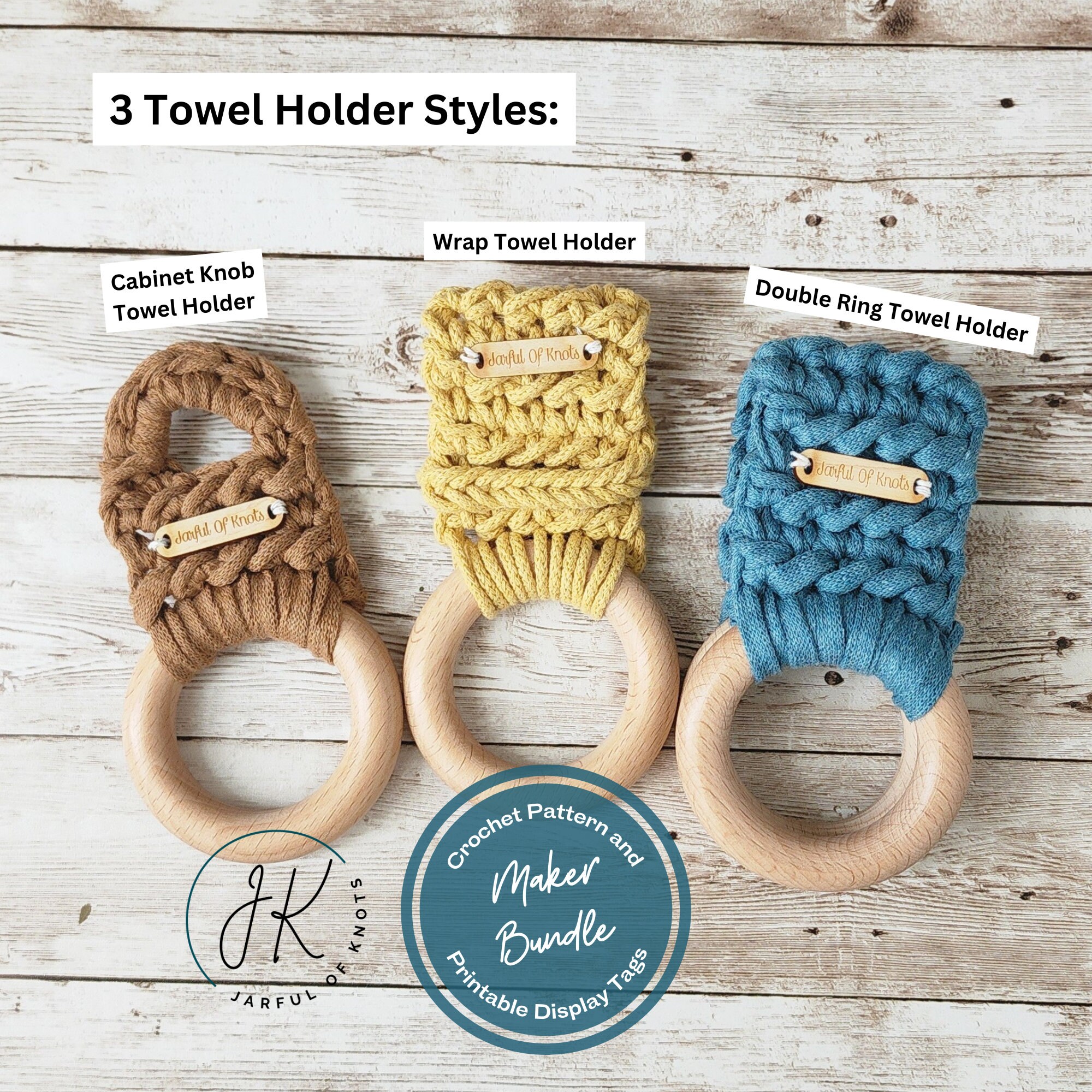 Crochet Pattern and Display Tag Bundle, Ribbed Towel Holder Maker ...
