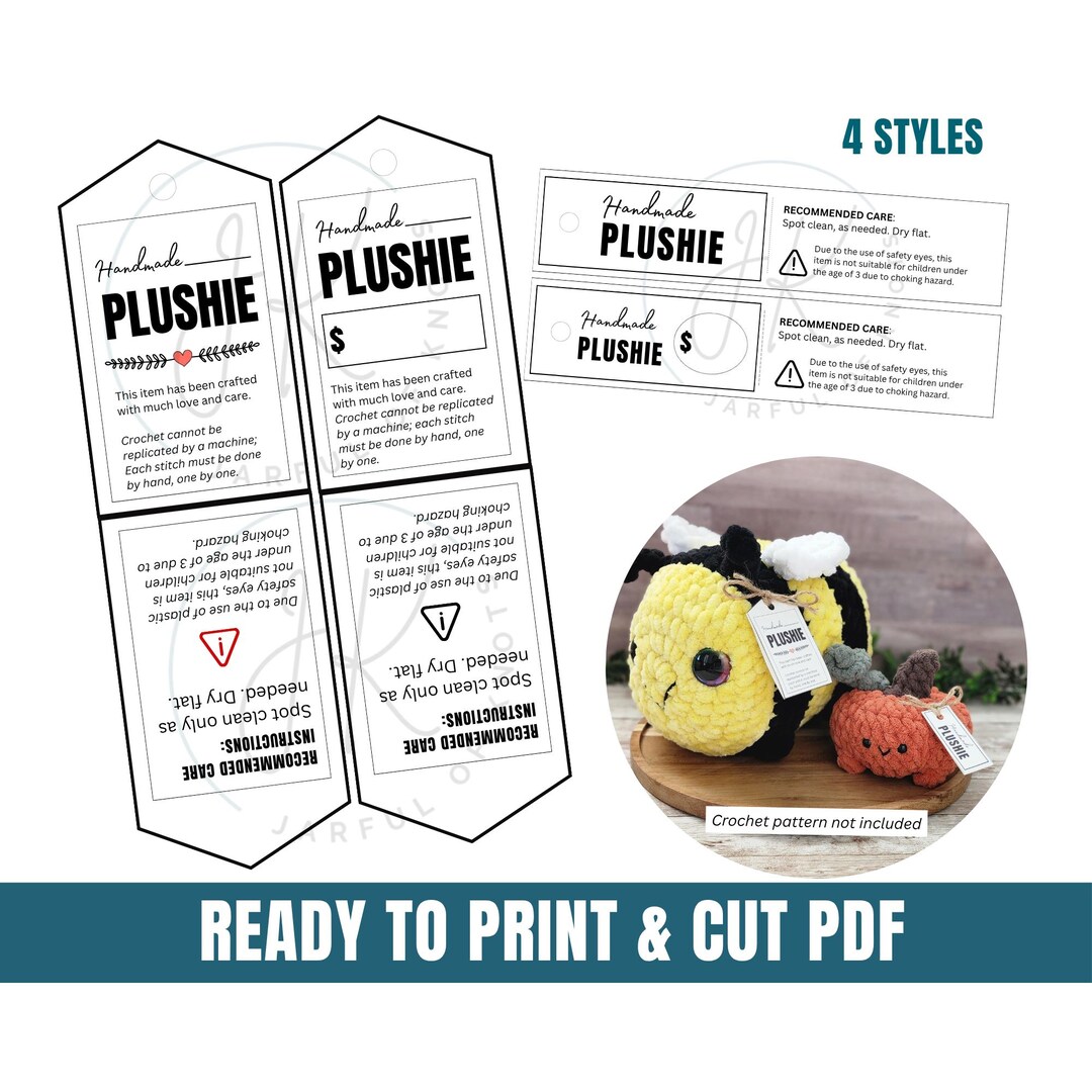 Plushie Display Tags, 4 Styles (printable Digital PDF) - Etsy