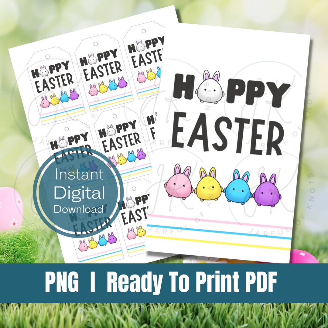 Digital Download, Hoppy Easter Gift Tags, PNG, Ready to Print and Cut ...