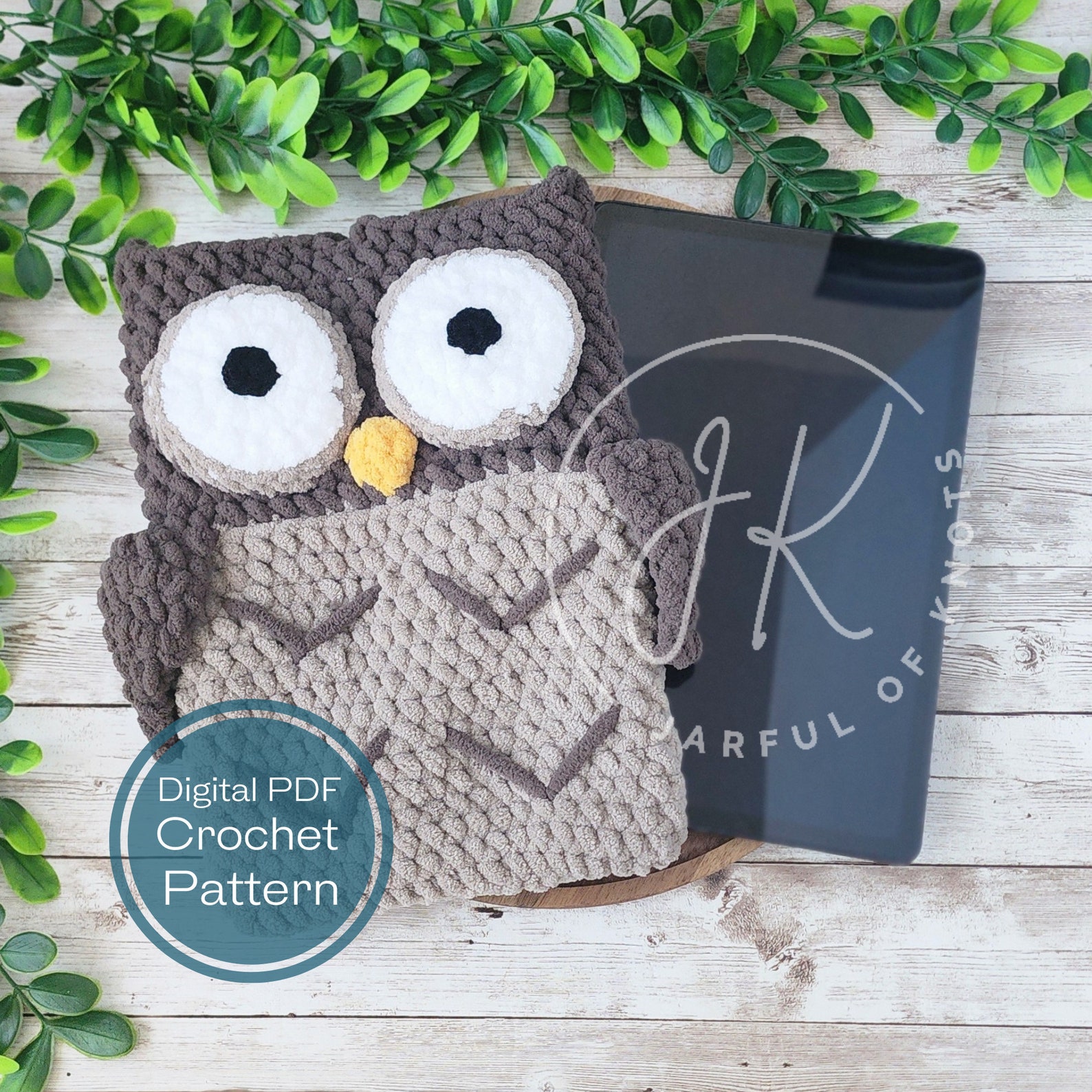 Crochet Pattern and Display Tag Bundle, Owl Tablet Sleeve Pattern, 2 ...