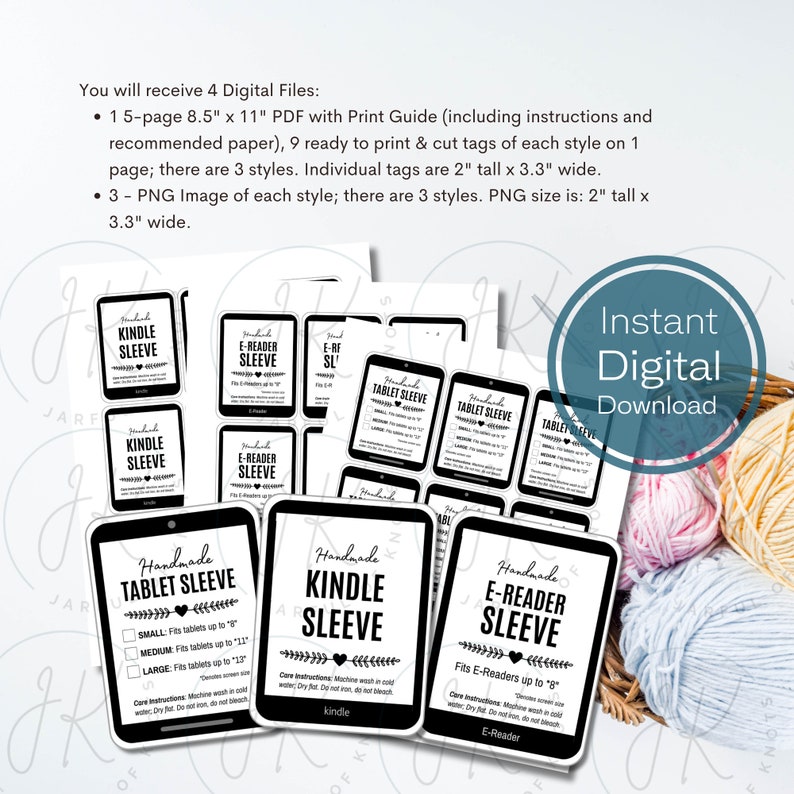 Digital Download, Tablet/e-reader/kindle Sleeve Display Tags, 3 Styles ...