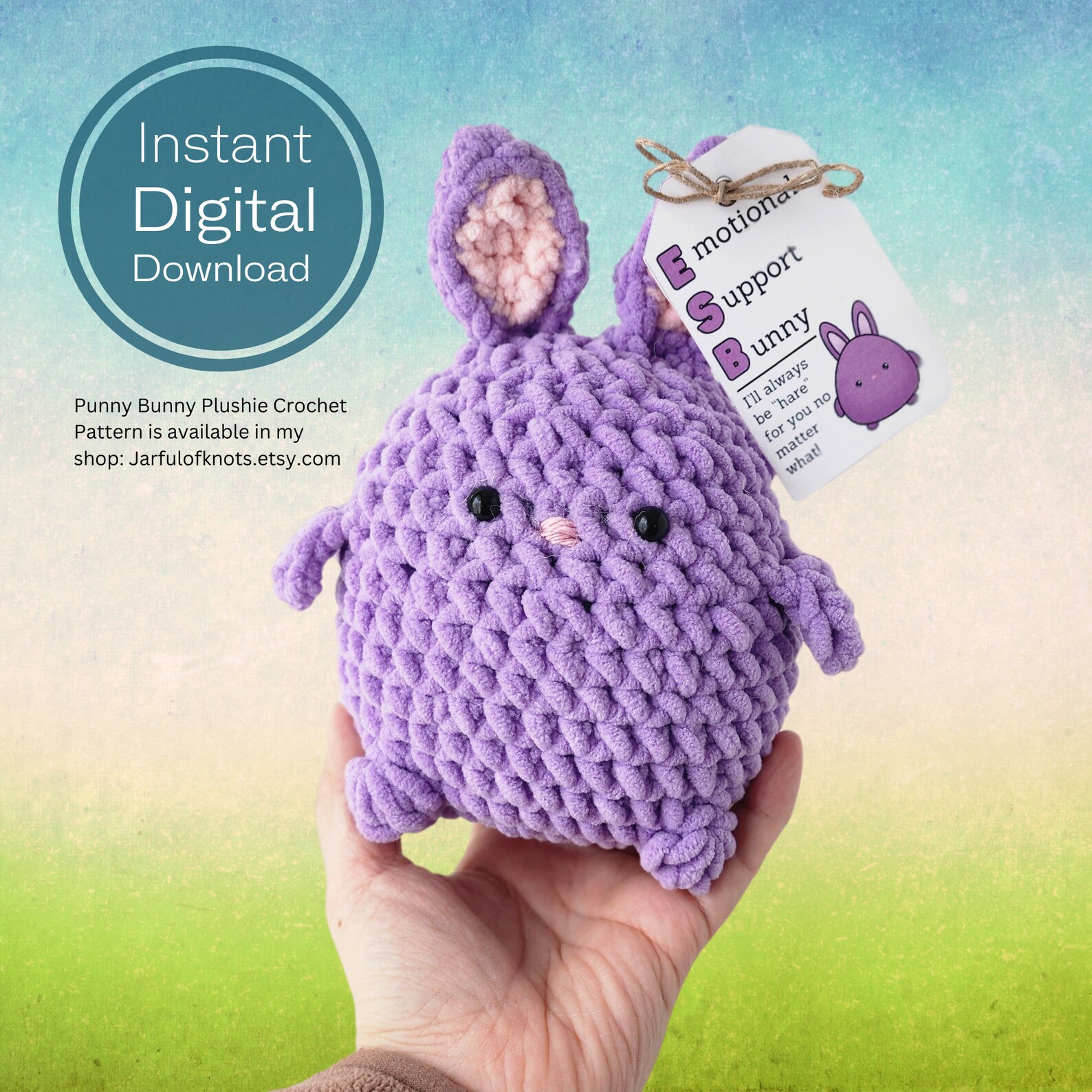 Digital Download, Emotional Support Bunny Display Tag, Ready to Print ...