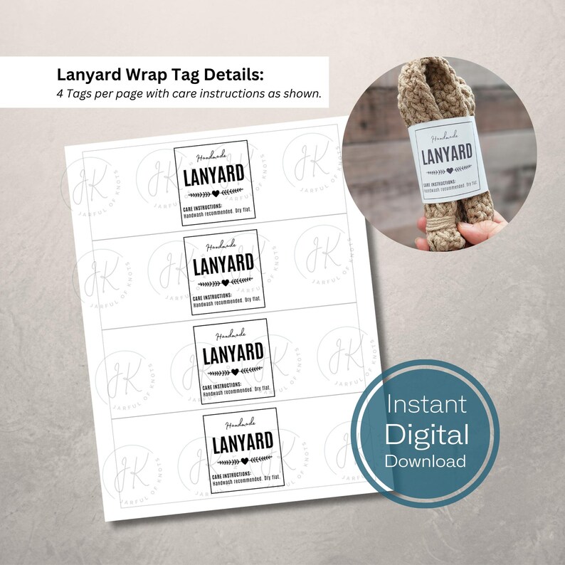 Printable Wristlet and Lanyard Display Tags, 6 Styles (digital PDF) - Etsy