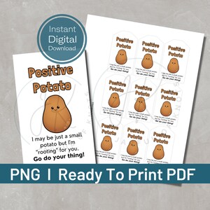 Digital Download, Positive Potato, Ready to Print PDF, Potato Puns ...