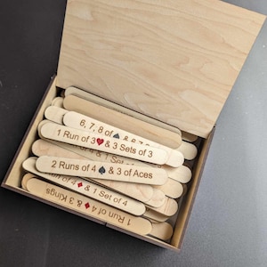 Rummy Sticks Card Game, Wooden Rummy Sticks, Classic, Multiplayer Card ...
