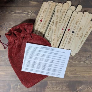 Rummy Sticks Card Game, Wooden Rummy Sticks, Classic, Multiplayer Card ...