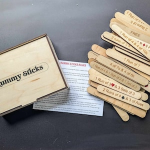 Rummy Sticks Card Game, Wooden Rummy Sticks, Classic, Multiplayer Card ...