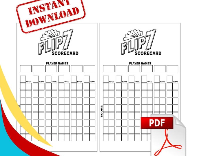 Flip 7 Scorecard - Printable PDF for up to 6 Players - Digital Download ...